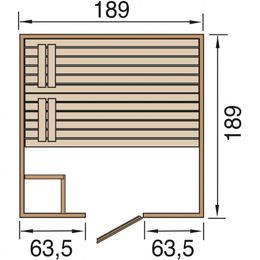 Weka Sauna Massivholzsauna VALIDA, Glast&uuml;r, 189x189 cm
