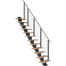 Dolle Mittelholmtreppe Frankfurt, inkl. einseitigem Designgel&auml;nder, Design (anthrazit), 240 cm - 279 cm,65 cm,Eiche wei&szlig;, ge&ouml;lt,Geradelaufend