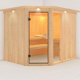 Karibu Sauna Fiona 3, ohne Ofen, mit Dachkranz
