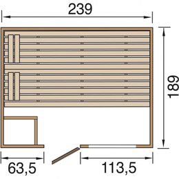 Weka Sauna Massivholzsauna VALIDA, Glast&uuml;r & Fensterelement, 239x189 cm