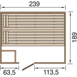 Weka Sauna Massivholzsauna VALIDA, Glast&uuml;r, 239x189 cm