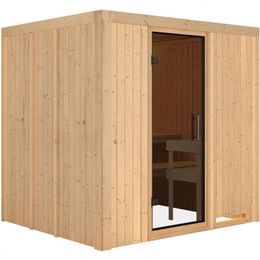 Karibu Sauna Daria, ohne Ofen, Ganzglast&uuml;r,graphit,ohne Dachkranz