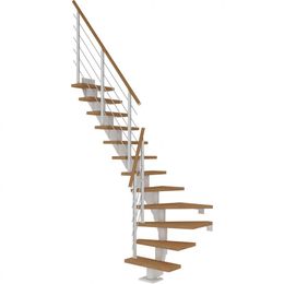 Dolle Mittelholmtreppe Frankfurt, inkl. einseitigem Designgel&auml;nder, Design (wei&szlig;), 1/4 gewendelt,259 cm - 301 cm,65 cm,Eiche, ge&ouml;lt