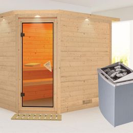 Karibu Sauna Tanami, 9 kW int. Steuerung, mit Dachkranz