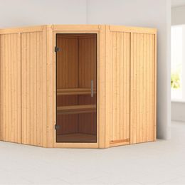 Karibu Sauna Jarin, ohne Ofen, Ganzglast&uuml;r,graphit,ohne Dachkranz