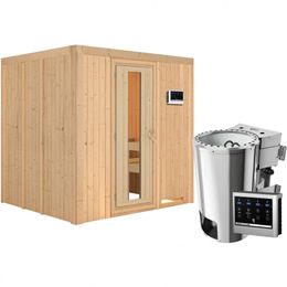 Karibu Sauna Daria, Easy Bio 3,6 kW Ofen, Holzt&uuml;r mit Isolierglas,Klarglas,ohne Dachkranz
