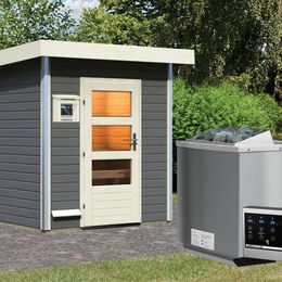 Karibu Saunahaus Torge Terragrau, 9 kW ext. Steuerung Easy Bio