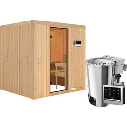 Karibu Sauna Daria, Easy Bio 3,6 kW Ofen, Ganzglast&uuml;r,Klarglas,ohne Dachkranz