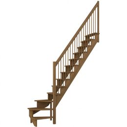 Dolle Raumspartreppe Wangentreppe Lyon, 75 cm, 1/4 gewendelt,Eiche,Holzgel&auml;nder rechts,versiegelt