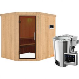 Karibu Sauna Lilja, Easy Bio 3,6 kW Ofen, Ganzglast&uuml;r,graphit,ohne Dachkranz