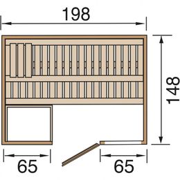 Weka Sauna Massivholzsauna BERGEN Premium, Glast&uuml;r & Fensterelement, 198x148 cm
