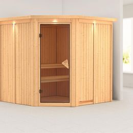 Karibu Sauna Jarin, ohne Ofen, bronziert,Ganzglast&uuml;r,mit Dachkranz
