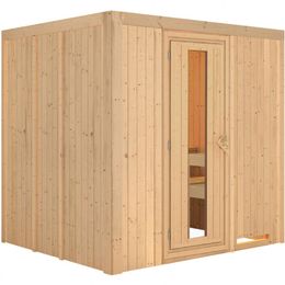 Karibu Sauna Daria, ohne Ofen, Holzt&uuml;r mit Isolierglas,Klarglas,ohne Dachkranz