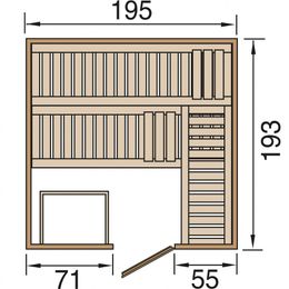 Weka Sauna Designsauna KEMI aus Massivholz, 195x193 cm