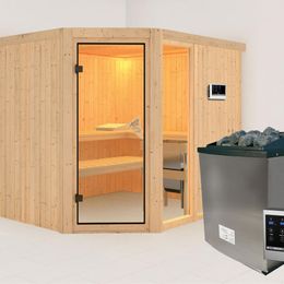 Karibu Sauna Fiona 3, 9 kW ext. Steuerung Easy Finnisch, ohne Dachkranz