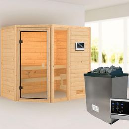 Karibu Woodfeeling Sauna Jada, 9 kW ext. Steuerung Easy Finnisch, ohne Dachkranz