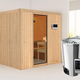 Karibu Sauna Daria, Easy Bio 3,6 kW Ofen, bronziert,Ganzglast&uuml;r,ohne Dachkranz