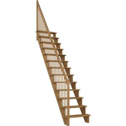 Dolle Raumspartreppe Wangentreppe Lyon, 75 cm, Eiche,Geradelaufend,Holzgel&auml;nder links,versiegelt