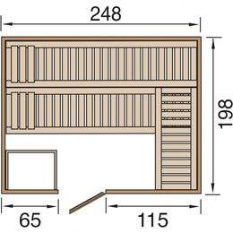 Weka Sauna Massivholzsauna BERGEN Premium, Glast&uuml;r, 248x198 cm