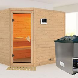 Karibu Sauna Tanami, 9 kW ext. Steuerung Easy Finnisch, ohne Dachkranz