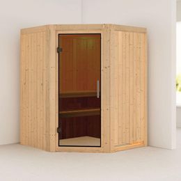 Karibu Sauna Nanja, ohne Ofen, Ganzglast&uuml;r,graphit,ohne Dachkranz