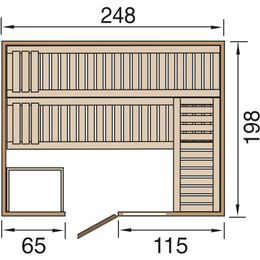Weka Sauna Massivholzsauna BERGEN Premium, Glast&uuml;r & Fensterelement, 248x198 cm