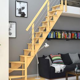 Dolle Raumspartreppe Wangentreppe Lyon, 65 cm, 1/4 gewendelt,Edelstahlrohre rechts,Kiefer,unbehandelt