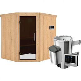 Karibu Sauna Lilja, Easy Finnisch 3,6 kW Ofen, Ganzglast&uuml;r,graphit,ohne Dachkranz