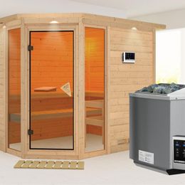 Karibu Sauna Sinai 3, 9 kW ext. Steuerung Easy Bio, mit Dachkranz