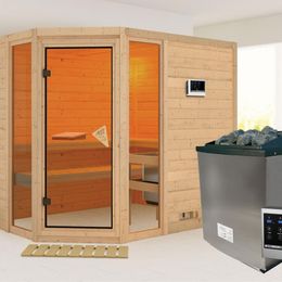 Karibu Sauna Sinai 3, 9 kW ext. Steuerung Easy Finnisch, ohne Dachkranz