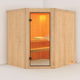 Karibu Sauna Lilja, ohne Ofen, bronziert,Ganzglast&uuml;r,ohne Dachkranz
