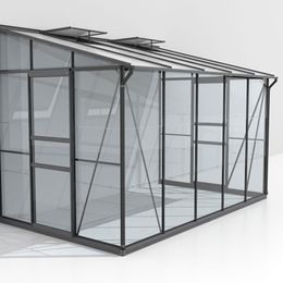 Vitavia Anlehngew&auml;chshaus Osiris Tomatenhaus Kombiverglasung Schwarz, 201x324x221 cm (LxBxH)