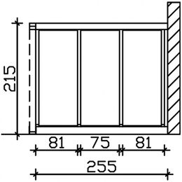 Skan Holz Seitenwand Polycarbonat Wandanbau Nussbaum, 255x200 cm