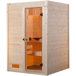 Weka Massivholz Sauna VALIDA Sparset, mit 4,5 kW BioS Ofen, 139x139 cm,Glast&uuml;r
