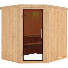 Karibu Sauna Lilja, ohne Ofen, Ganzglast&uuml;r,graphit,ohne Dachkranz