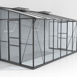 Vitavia Anlehngew&auml;chshaus Osiris Tomatenhaus Kombiverglasung Schwarz, 201x387x221 cm (LxBxH)