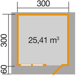 Weka Gartenhaus 139A naturbelassen Gartenh&uuml;tte, 300x300 cm