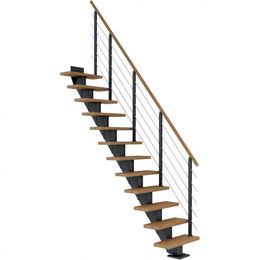 Dolle Mittelholmtreppe Frankfurt, inkl. einseitigem Designgel&auml;nder, Design (anthrazit), 259 cm - 301 cm,75 cm,Eiche, ge&ouml;lt,Geradelaufend
