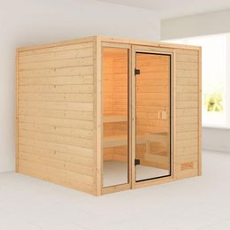 Karibu Woodfeeling Sauna Jutta, ohne Ofen, ohne Dachkranz