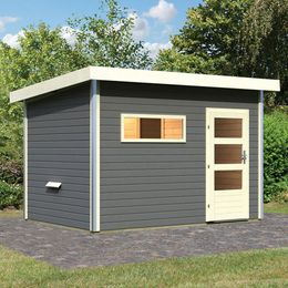 Karibu Saunahaus Skrollan 2 Terragrau, ohne Ofen
