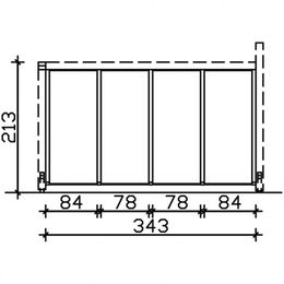 Skan Holz Seitenwand Polycarbonat Freistehend Schiefergrau, 343x200 cm