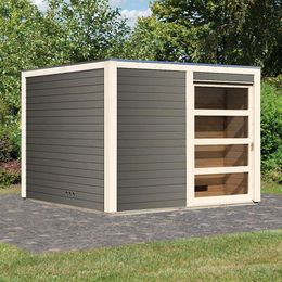 Karibu Saunahaus Cuben Terragrau, ohne Ofen
