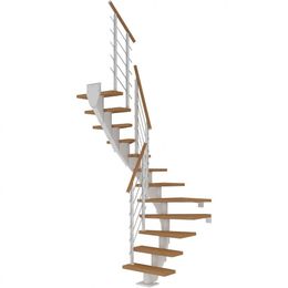 Dolle Mittelholmtreppe Frankfurt, inkl. einseitigem Designgel&auml;nder, Design (wei&szlig;), 1/2 gewendelt,222 cm - 258 cm,75 cm,Eiche, ge&ouml;lt