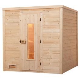 Weka Premium Massivholz Sauna BERGEN Sparset, mit 7,5 kW OS Klassikofen, 198x148 cm,Holzt&uuml;r