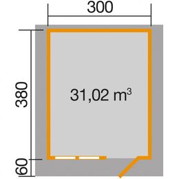 Weka Gartenhaus 139A naturbelassen Gartenh&uuml;tte, 300x380 cm