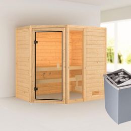 Karibu Woodfeeling Sauna Jada, 9 kW int. Steuerung, ohne Dachkranz