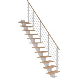 Dolle Mittelholmtreppe Frankfurt, inkl. einseitigem Designgel&auml;nder, Design (wei&szlig;), 222 cm - 258 cm,65 cm,Buche, ge&ouml;lt,Geradelaufend