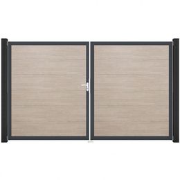 GroJa Doppeltor BasicLine PVC-Steckzaun Sheffield Oak , DIN Links, Anthrazit DB 703