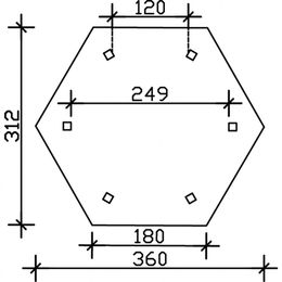 Skan Holz Pavillon Nancy Eiche Hell Holzpavillon, 360x312 cm