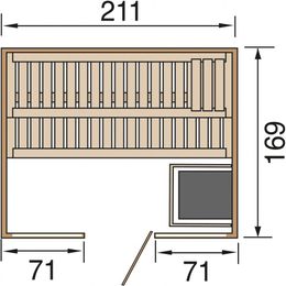 Weka Sauna Elementsauna KEMI mit Panorama-Glasfront, mit 7,5 kW BioS Ofen, 211x169 cm